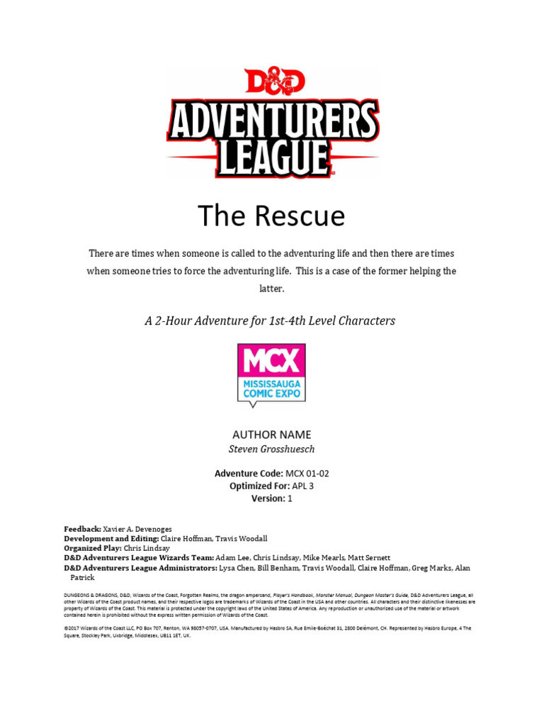 CCC-MCX-01-02 - The Rescue | PDF | Dungeons & Dragons | Wizards Of The Coast