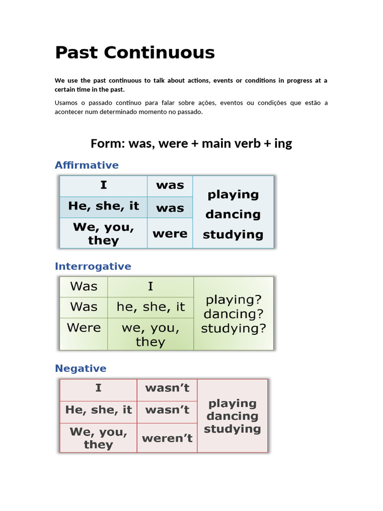 Past Continuous | PDF