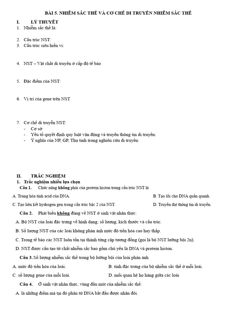 BÀI 5. NST Và Di Truyền NST | PDF