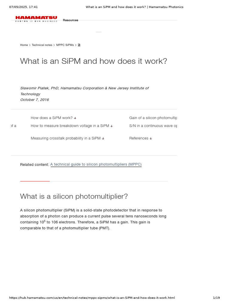 What is an SiPM and how does it work_ _ Hamamatsu Photonics | PDF ...