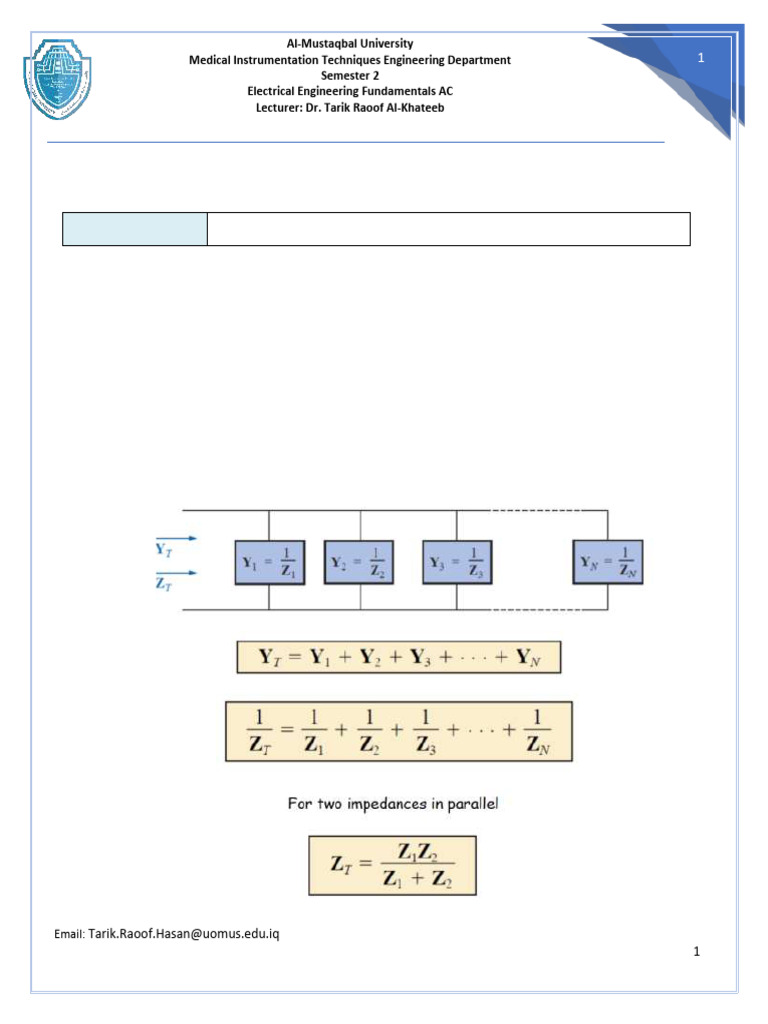 Fundamental of Electrical Engineering (AC) WEEK 67677 | PDF ...