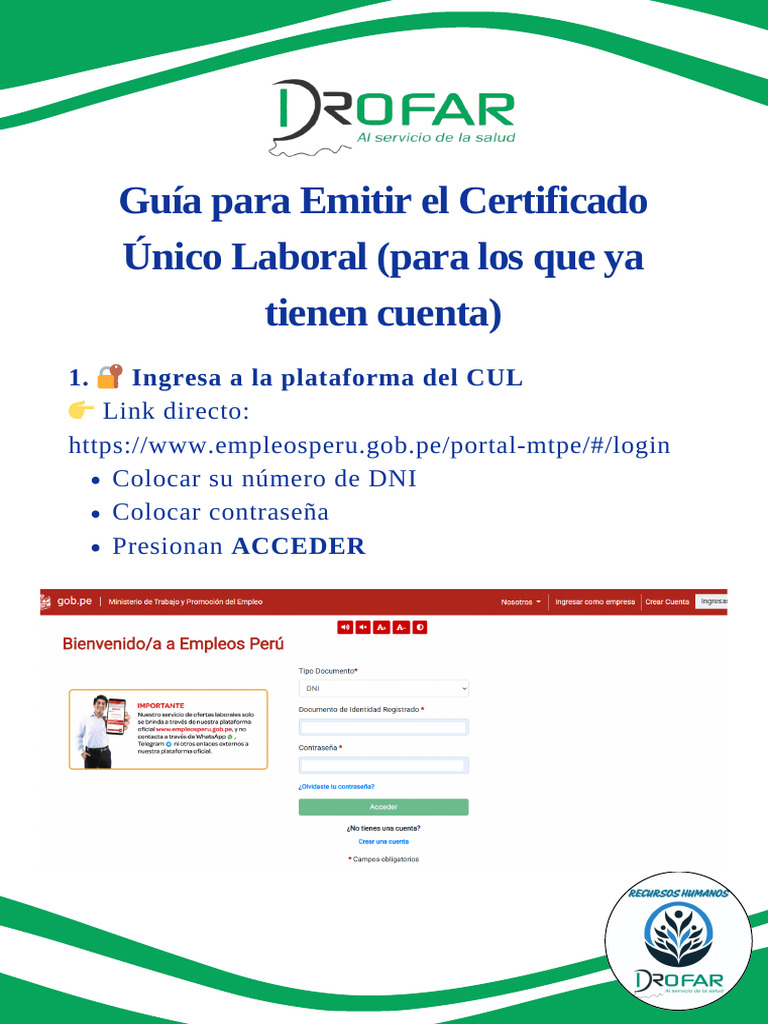 Certificado Único Laboral (Personas Que Ya Tienen Cuenta) | PDF