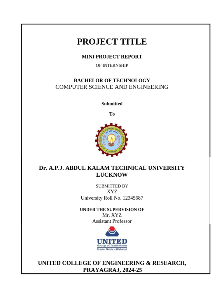 Internship Report Format-Pages AKTU | PDF