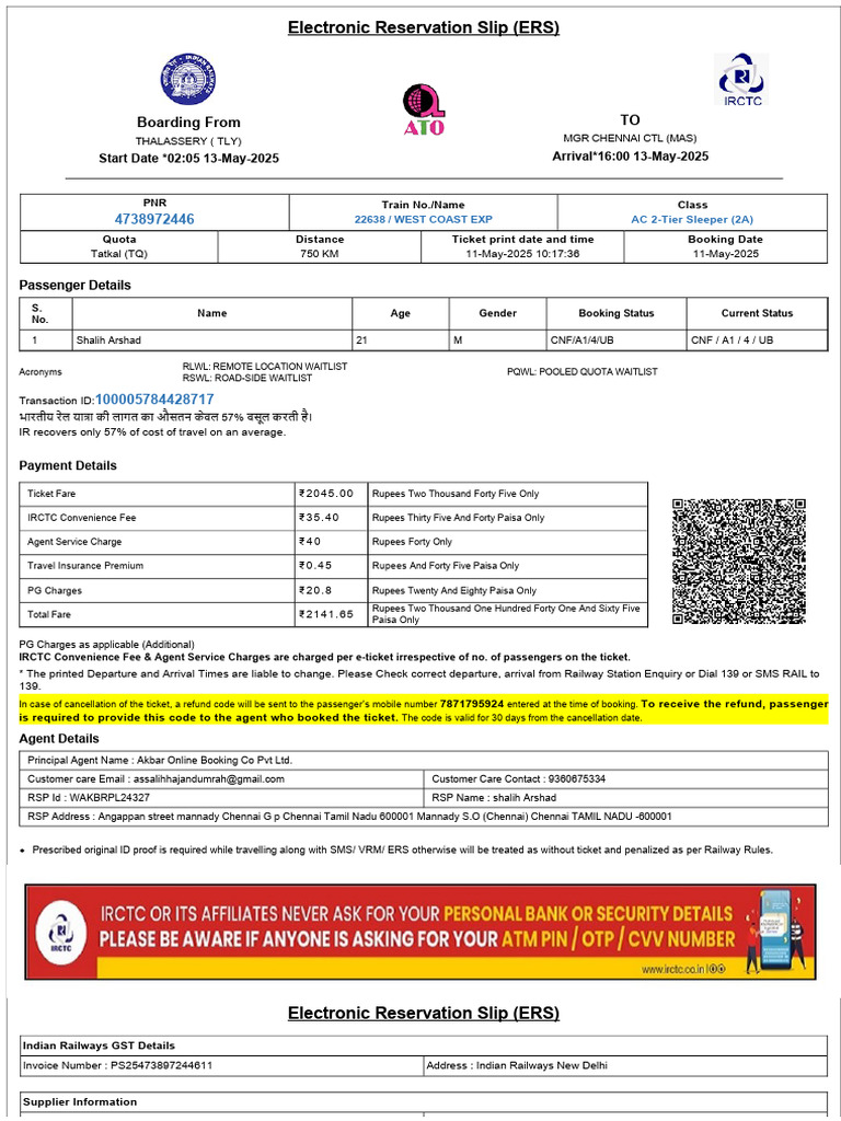 RailwayTicket | PDF | Identity Document