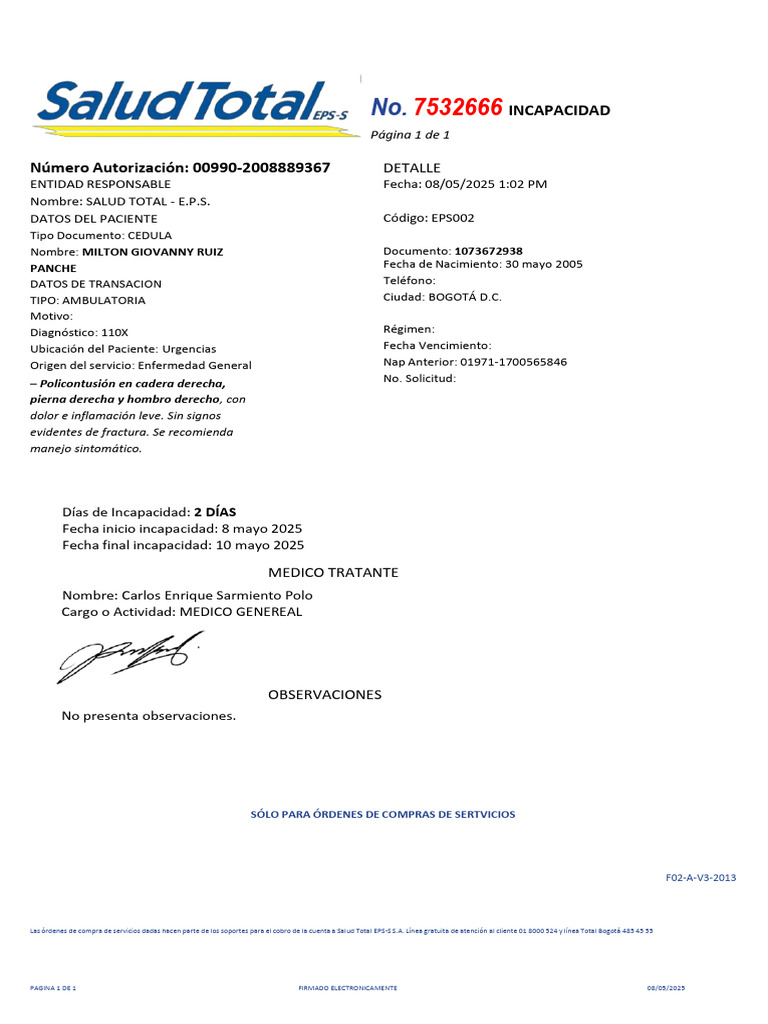 Incapacidad Salud Total | PDF | Medicina