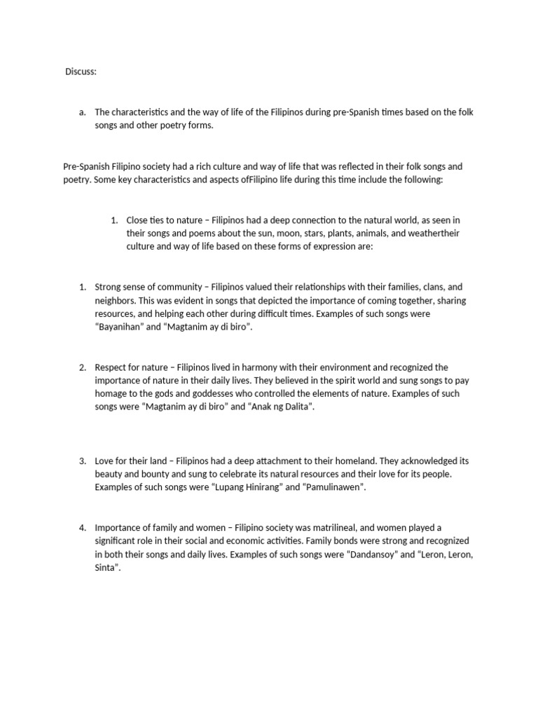 Pre-Spanish Filipino Culture in Poetry | PDF | Philippines | Folklore