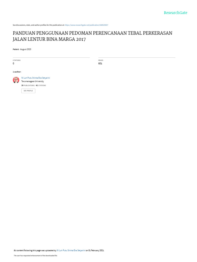 Panduan Penggunaan Pedoman Perencanaan Tebal Perkerasan Jalan Lentur Bina Marga 2017 | PDF