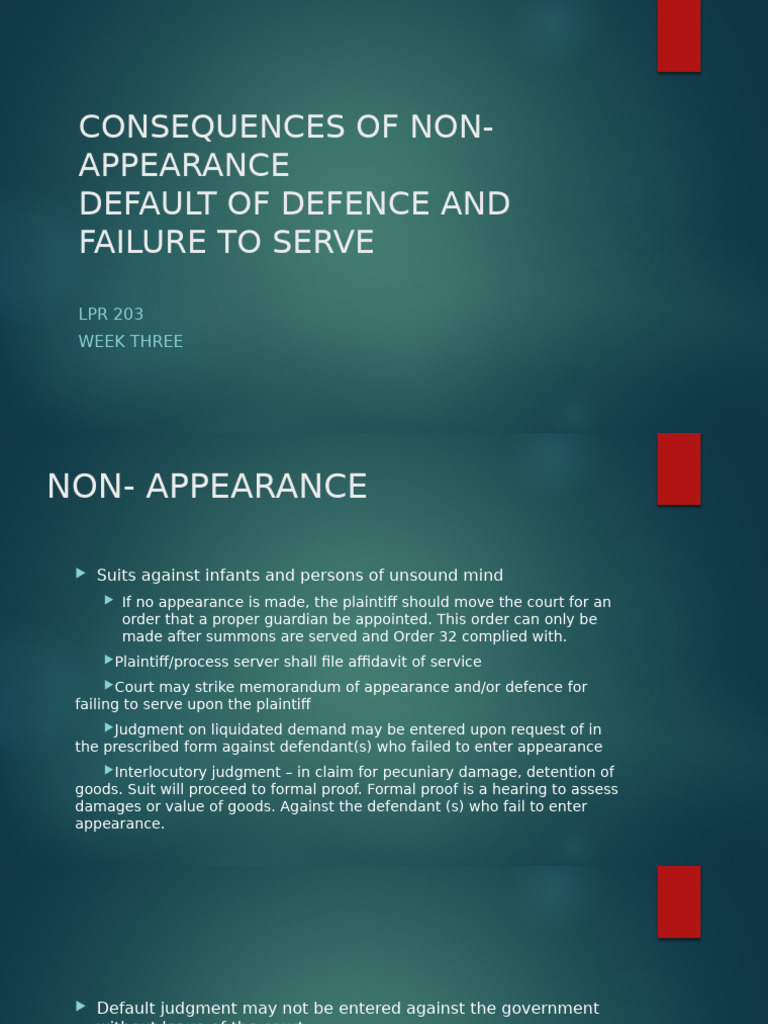 Non-Appearance Consequences in Court | PDF | Default Judgment ...
