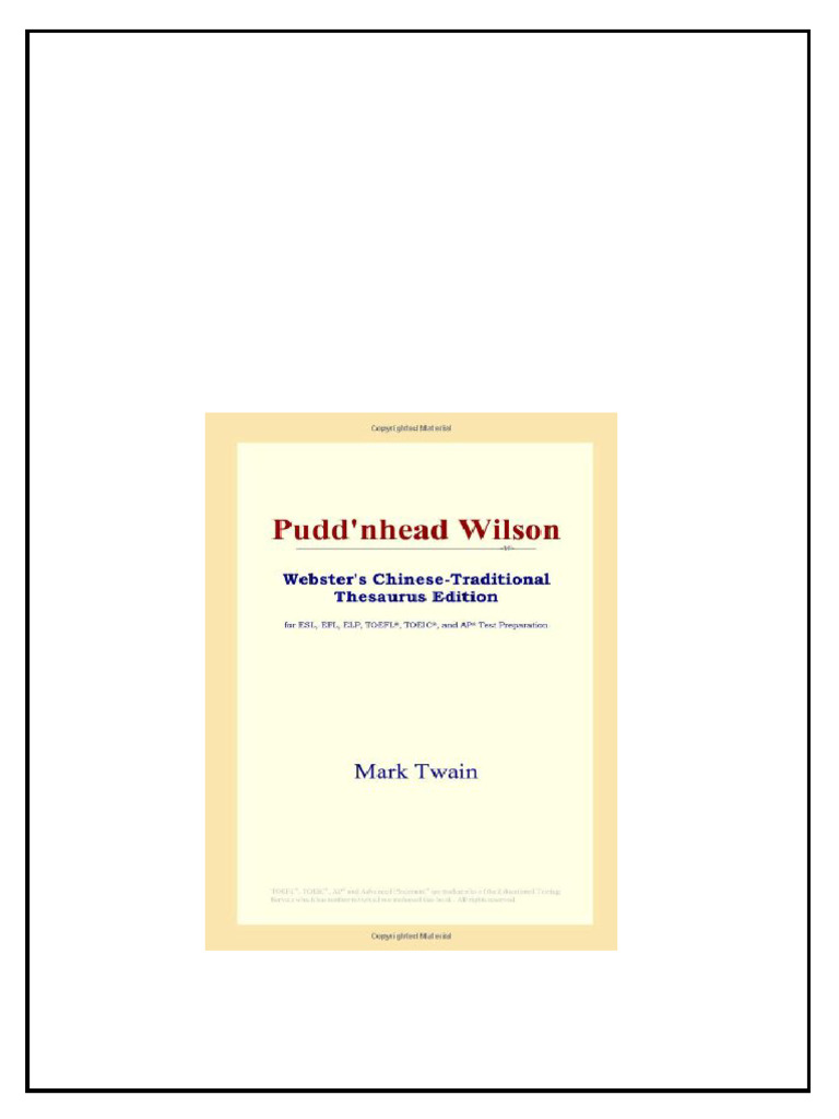 Puddnhead Wilson Websters Chinesetraditional Thesaurus Edition Mark ...