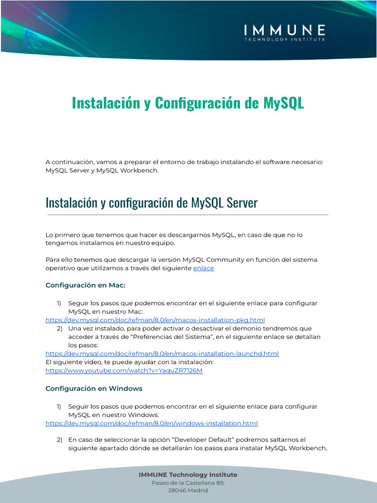 Instalacion y Configuracion de MySQL (1) | PDF | Mi sql | Informática