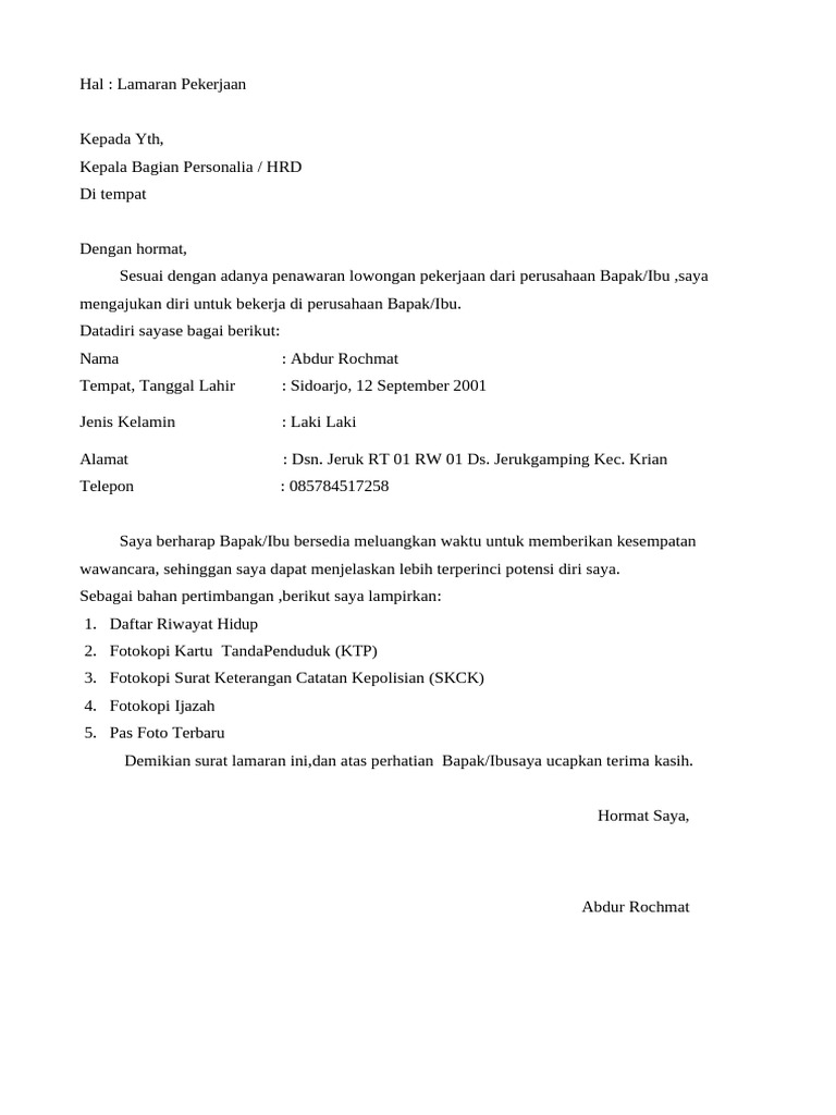 Surat Lamaran-1 | PDF