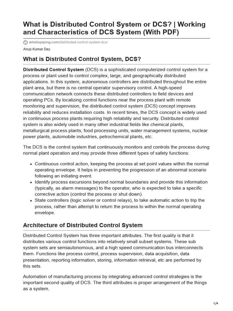 3-What Is Distributed Control System or DCS Working and Characteristics of DCS System With PDF ...