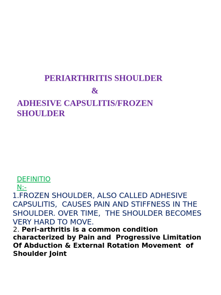 Periarthritis PPT 1 125246 | PDF | Shoulder | Anatomical Terms Of Motion