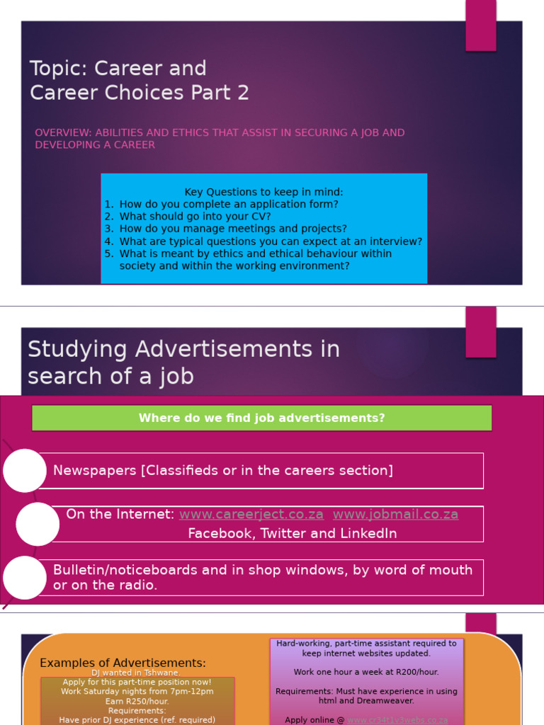 GR 11 LO T1 Career and Career Choices Part 2 | PDF | Discrimination ...