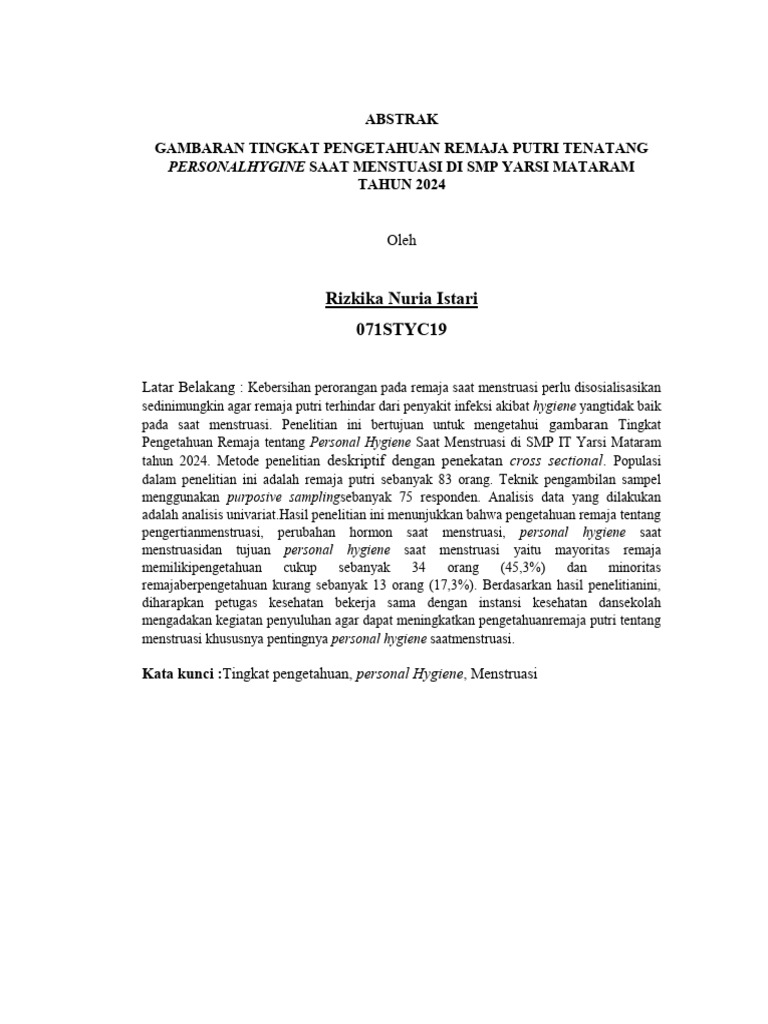 Abstrak Rizkika Nuria Istari | PDF | Human Reproduction | Gynaecology