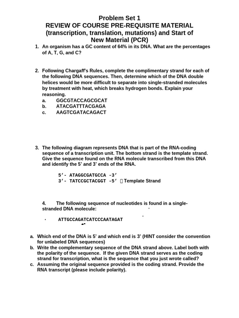 Problem Set 1 SS25 - Review IBIO 341 | PDF | Dna Replication | Dna