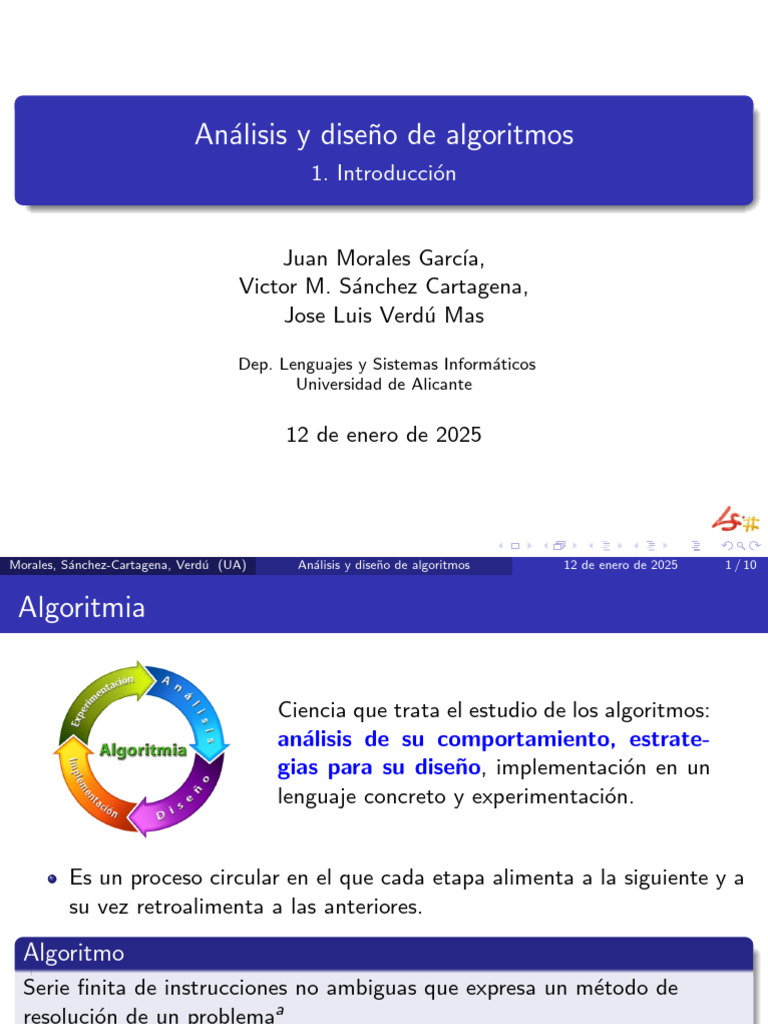 ADA T1 Introduccion | PDF | Algoritmos | Diseño