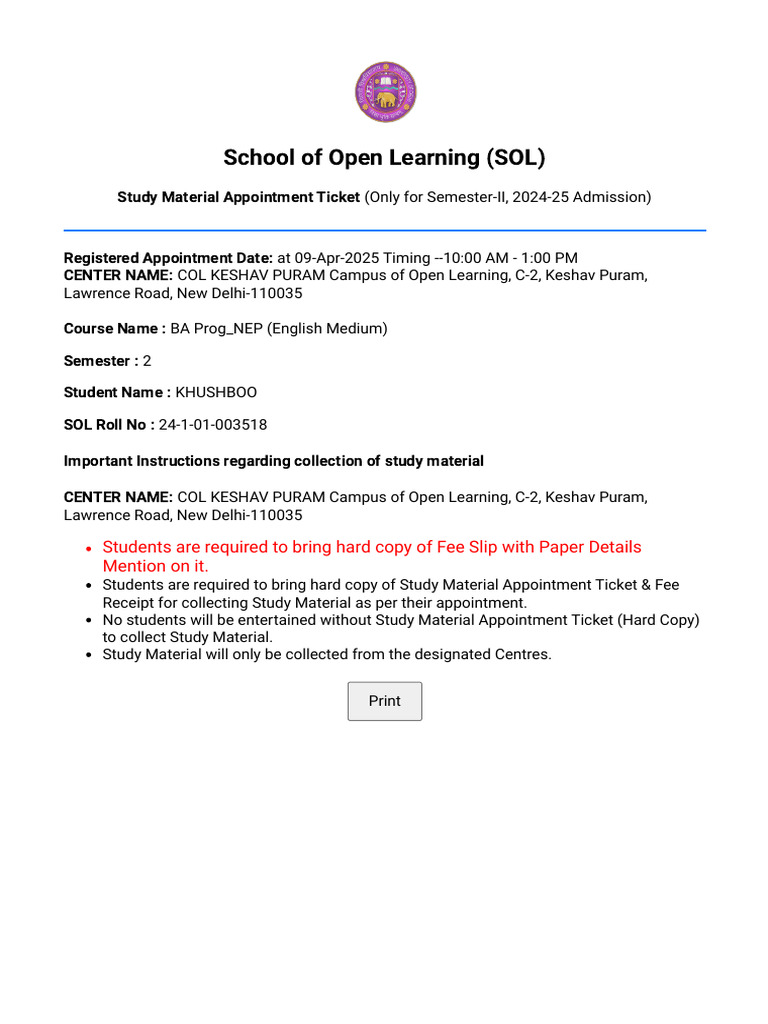 Appointment Slip | PDF