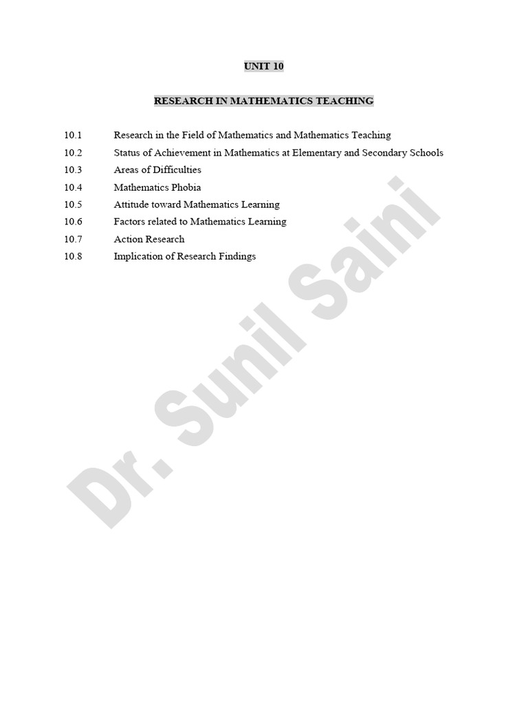 Pom 1 Unit 10 Complete | PDF | Mathematics | Teachers