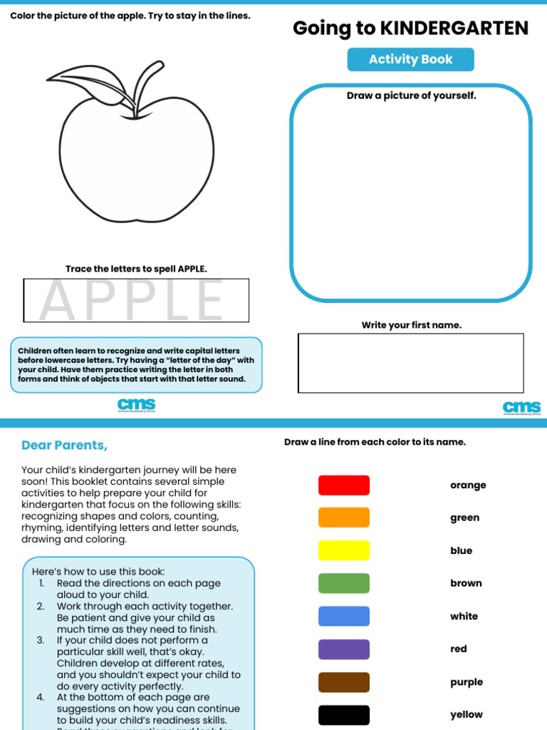 Going To Kindergarten Activity Book | PDF | Shape | Human Communication