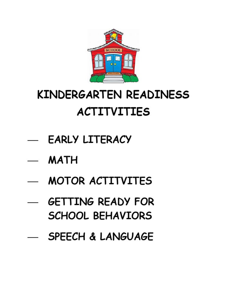 Kindergarten Readiness Activities | PDF | Toys | Books