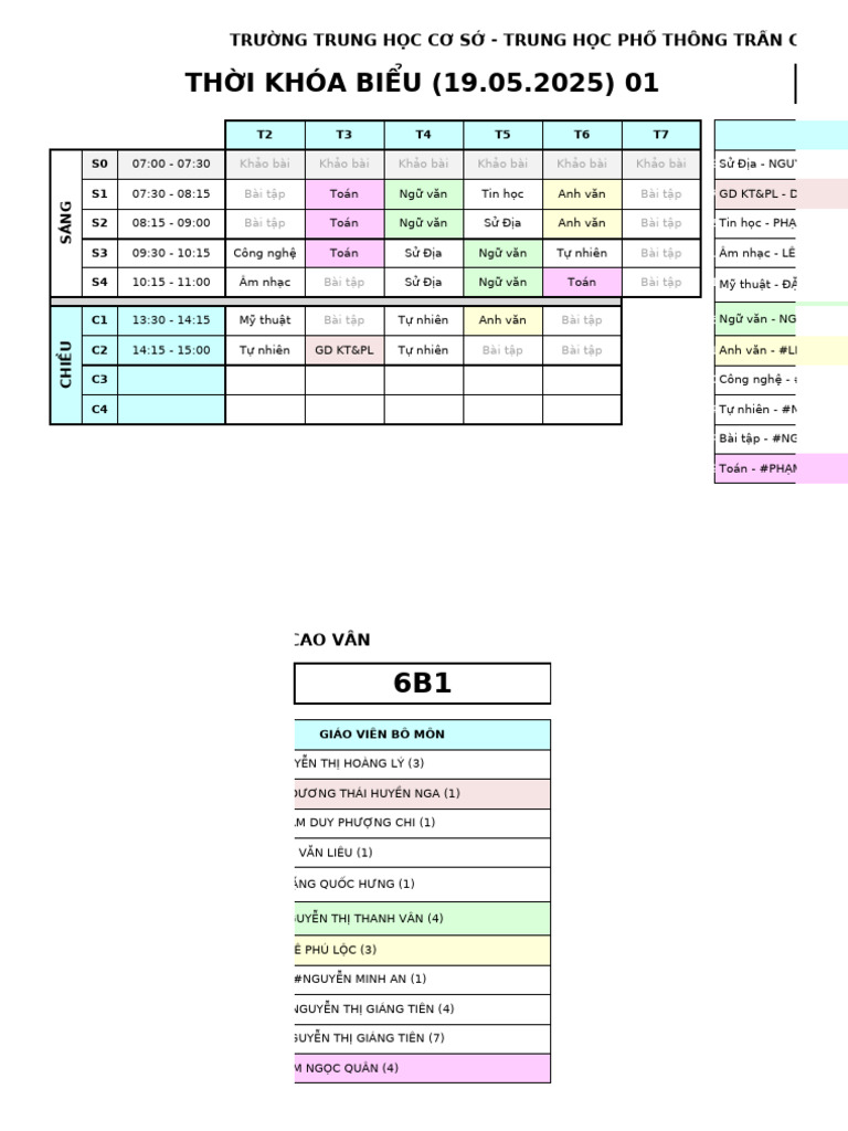TCV (2025.05.19) 01 - TKB LỚP | PDF