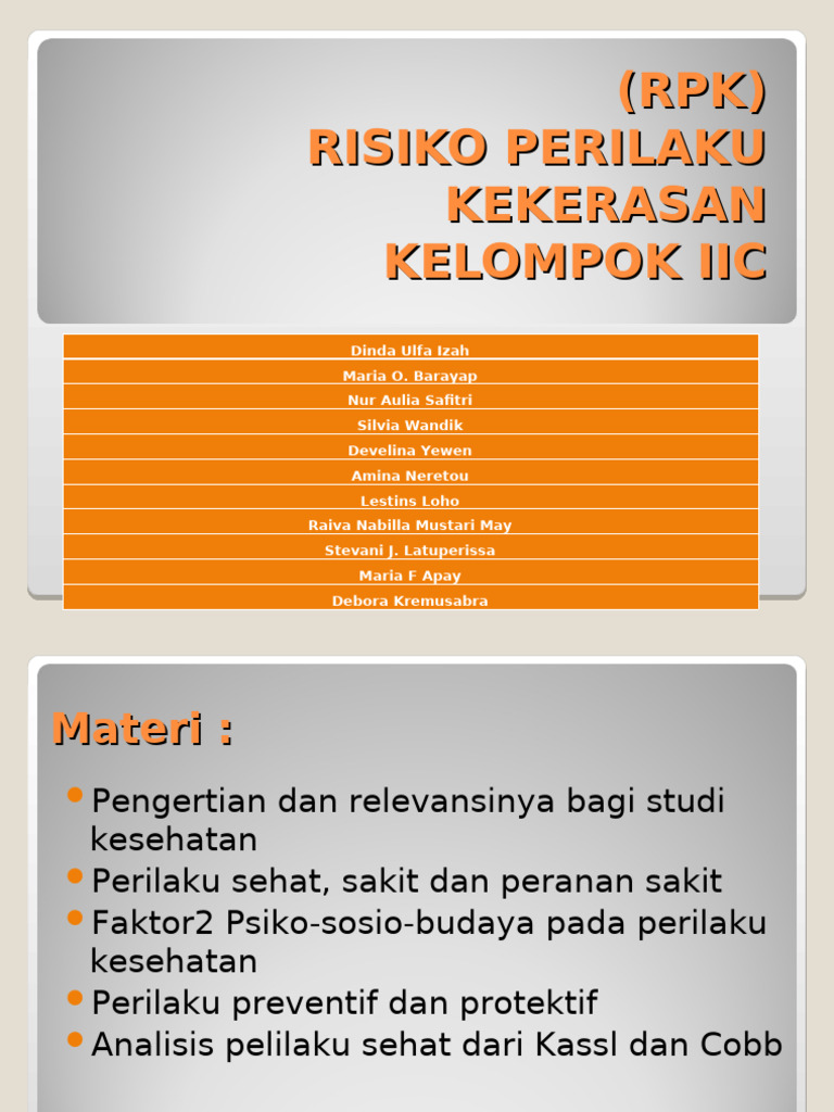 (RPK) Risiko Perilaku Kekerasan Kelompok Iic | PDF