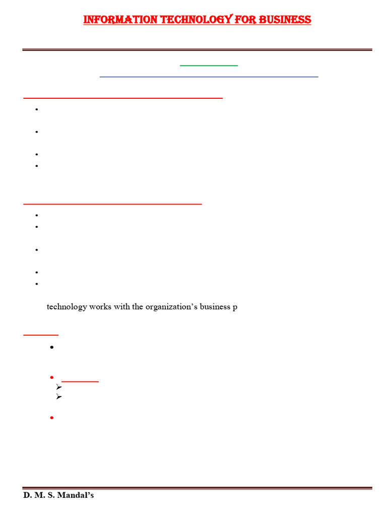 Module 1 Information Technology and Information System | PDF | System ...