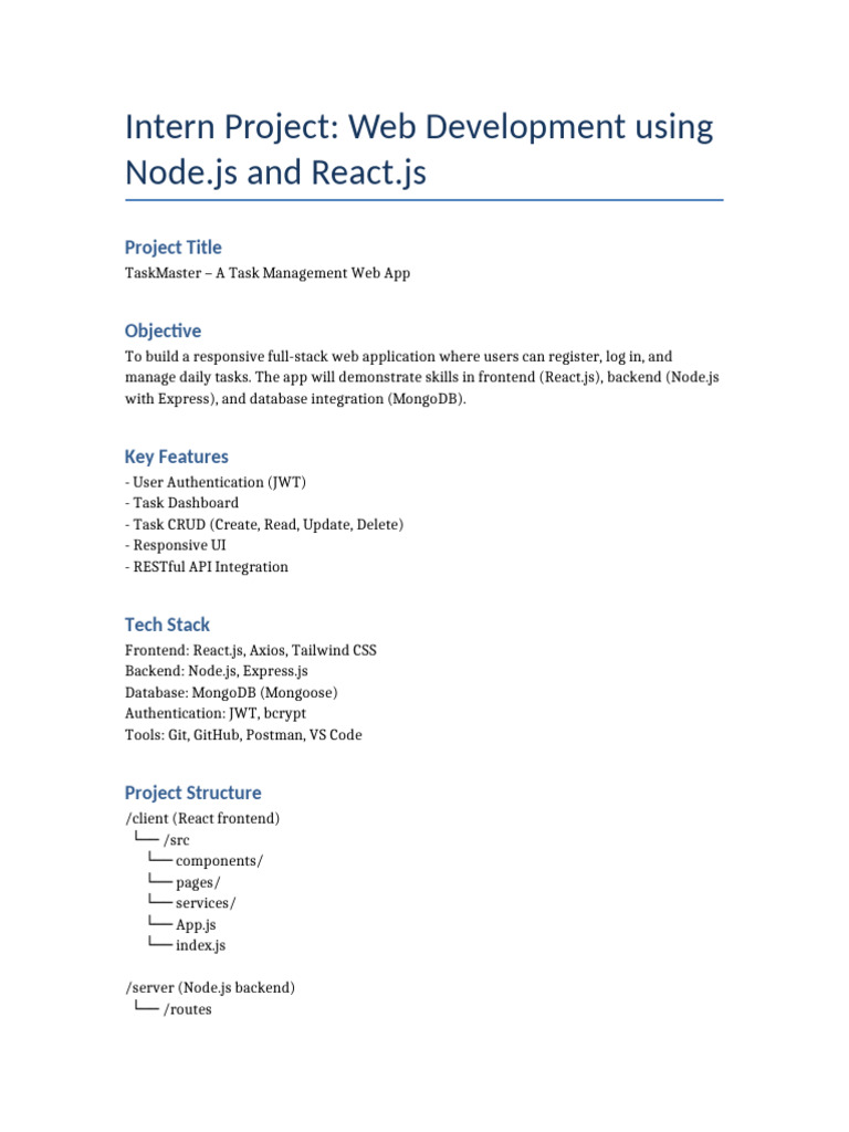 Intern WebDev Project Report | PDF