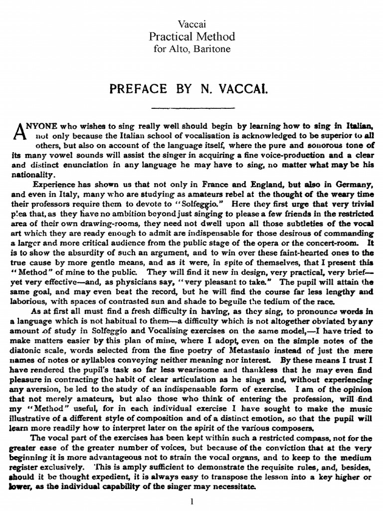 Vaccai, Nicola - Practical Method of Italian Singing For Alto:Baritone ...