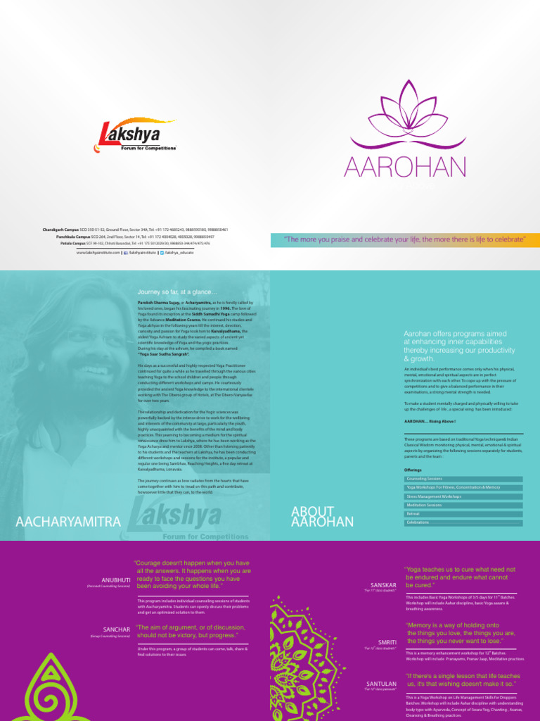 Aarohan Brochure Booklet | PDF | Yoga | Meditation