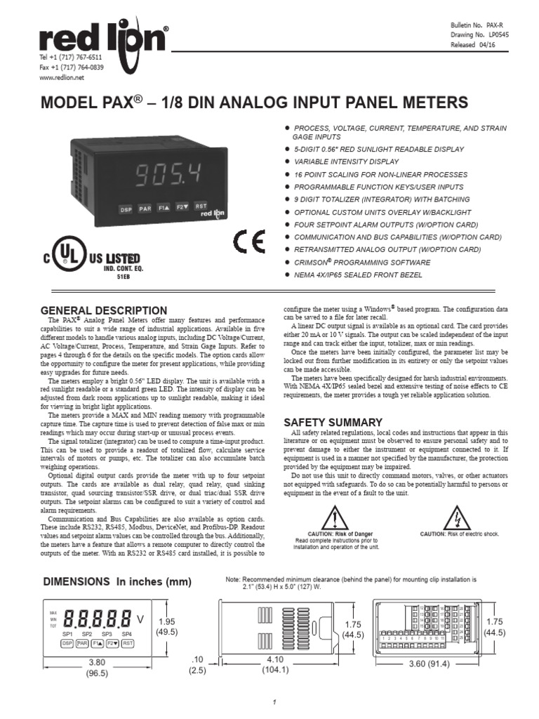 PAX ANALOG Product Manual | PDF | Alternating Current | Usb