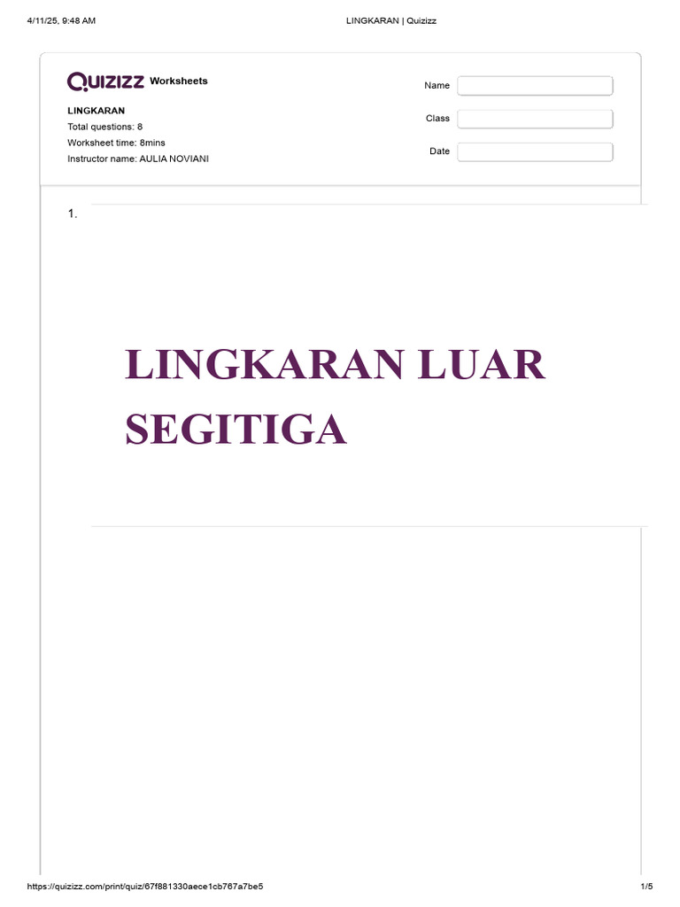 Lingkaran Luar Segitiga MTK | PDF