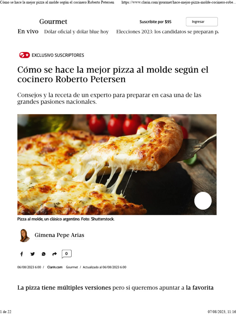 Cómo Se Hace La Mejor Pizza Al Molde Según El Cocinero Roberto Petersen ...