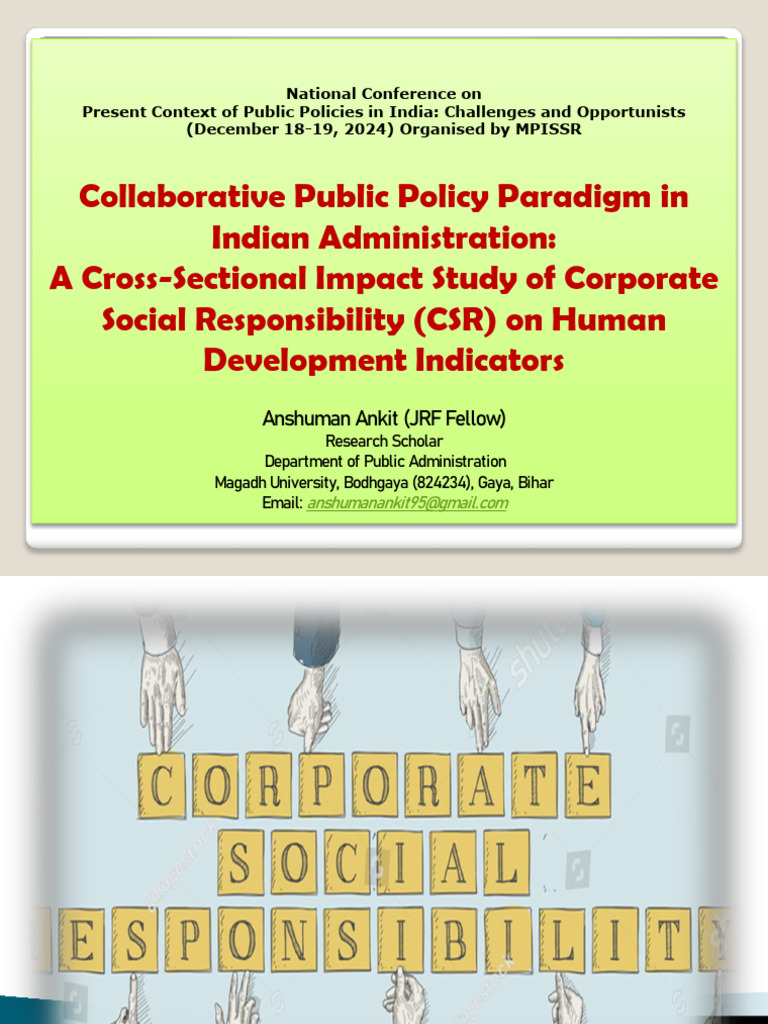 CSR Public Policy MPISSR PPT ANSHUMAN | PDF | Corporate Social Responsibility | Economies