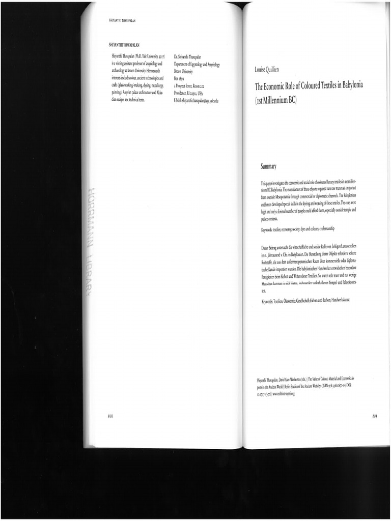 The Economic Role of Coloured Textiles in Babylonia | PDF
