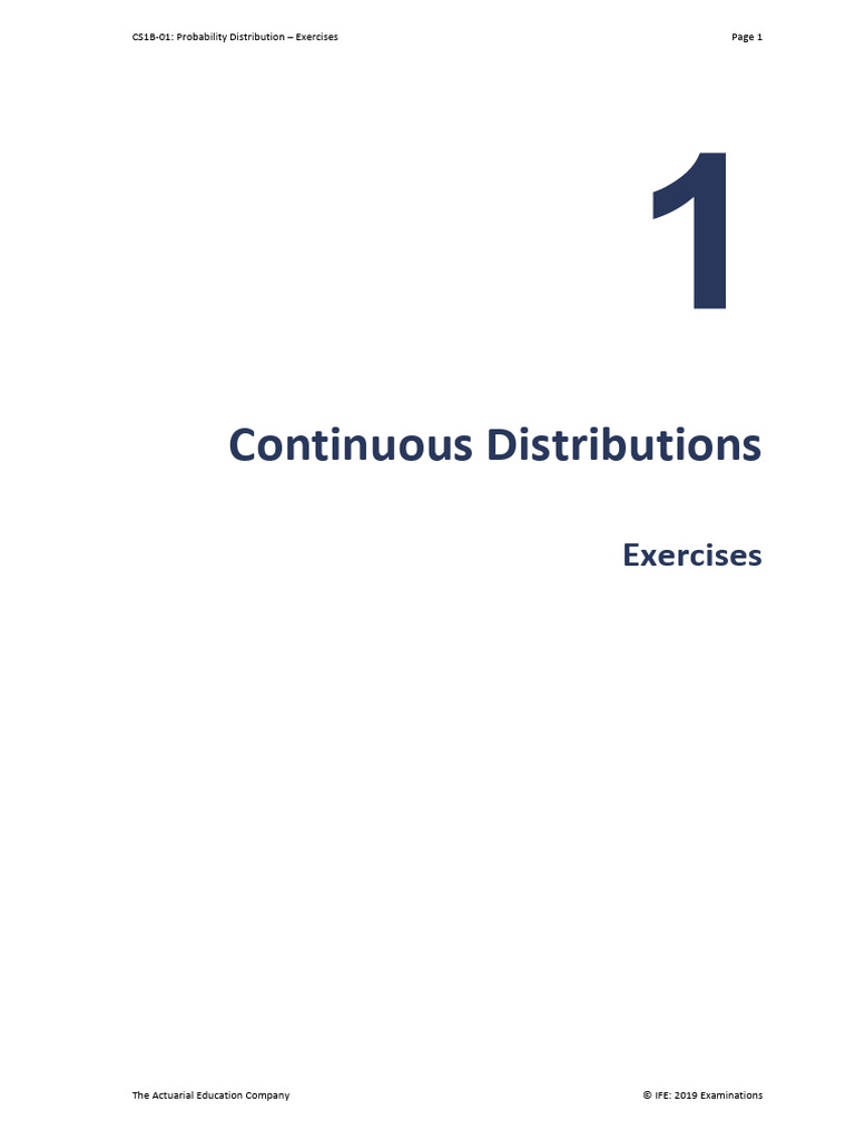 CS1B CH 01 Continuous Exercises V02 | PDF | Probability Density Function | Histogram
