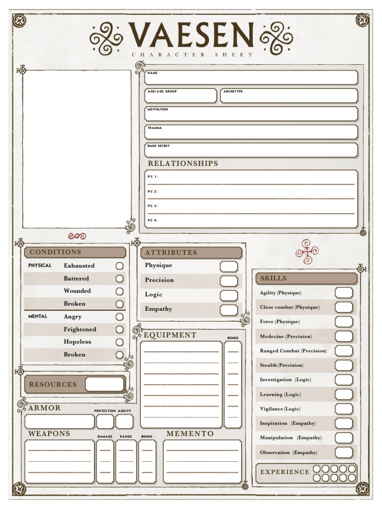 Character Skills and Attributes Guide | PDF