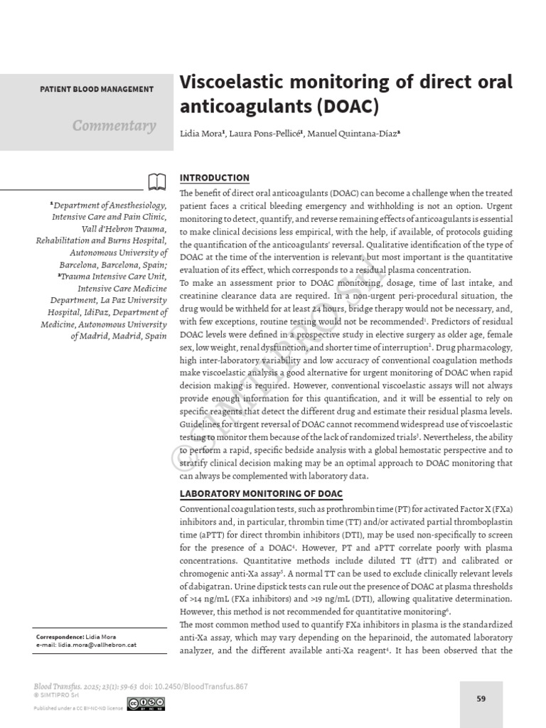 Blood+Transfus+2024_Vol+23_Issue+1_059-063_867 | PDF | Coagulation | Medicine