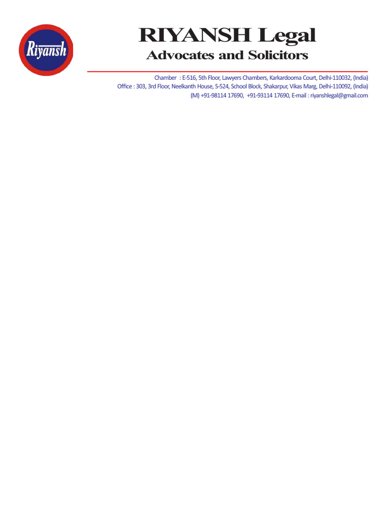 RIYANSH Legal Letter Head | PDF