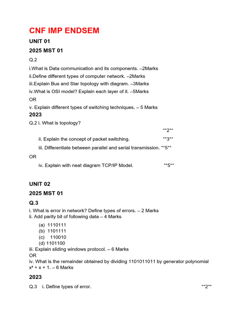 CNF ALL Units Every IMP Question .pdf (3) | PDF
