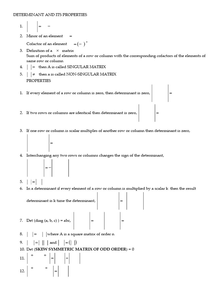 Determinant and Properties | PDF | Determinant | Matrix Theory