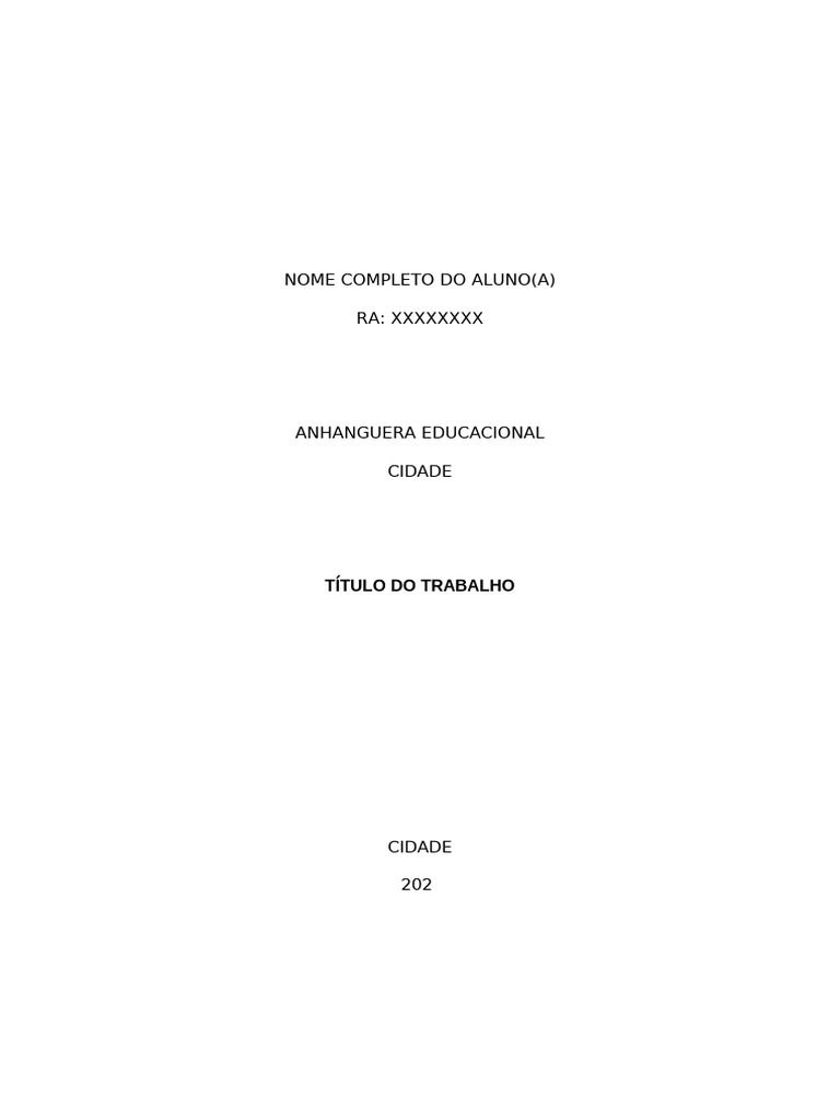Capa e Folha de Rosto Anhanguera | PDF