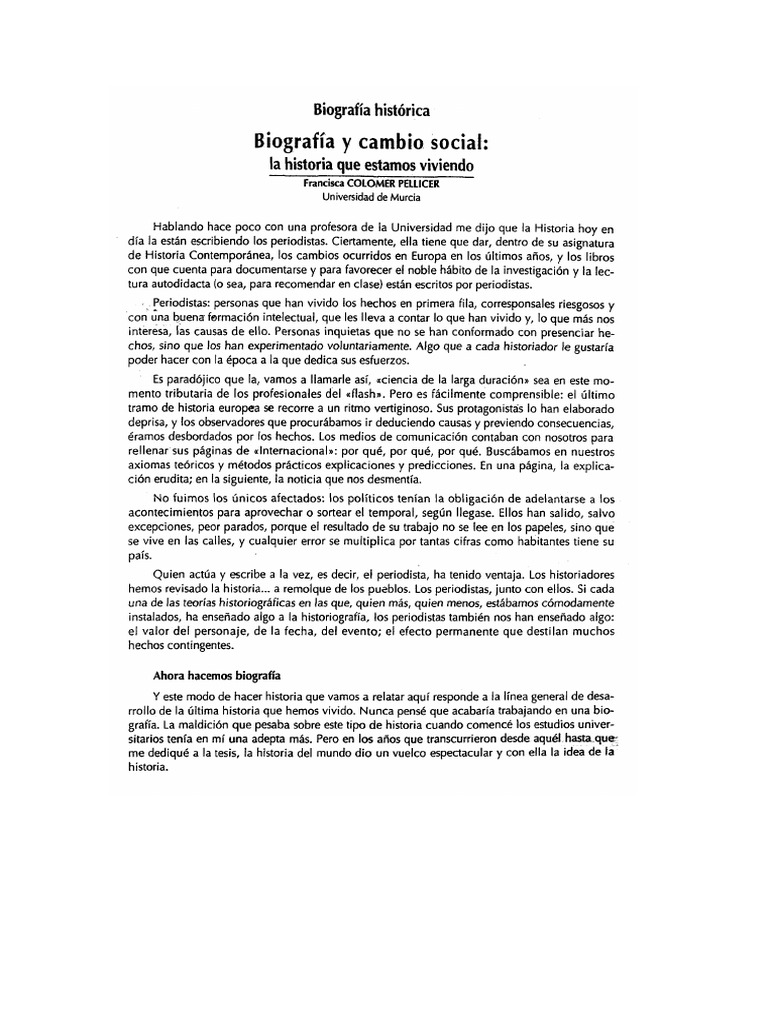 Historia A Debate (Biografía y Cambio Social... ) - F. Colomer Pellicer ...