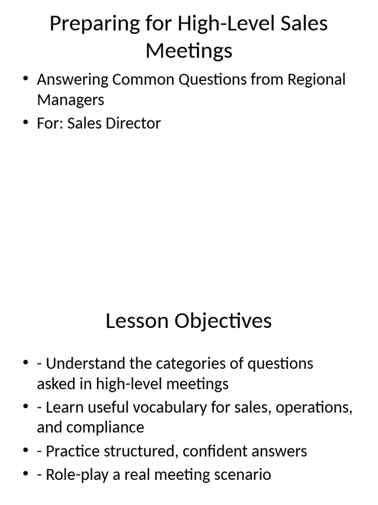 Mastering High-Level Sales Meetings | PDF | Regulatory Compliance ...