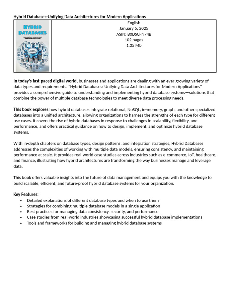 Hybrid Databases-Unifying Data Architectures for Modern Applications | PDF