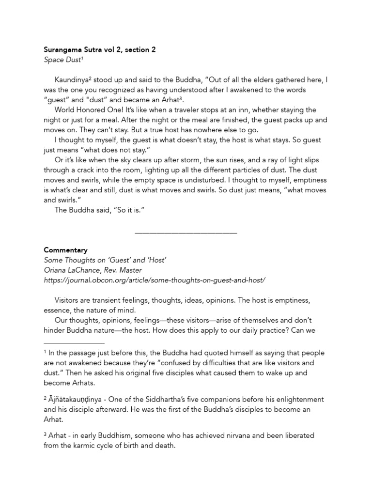 Surangama Sutra Vol 2, Section 2 Space Dust - ACZC Translation | PDF ...
