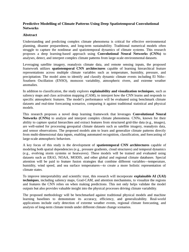 Predictive Modeling of Climate Patterns Using Deep Spatiotemporal Convolutional Networks | PDF ...