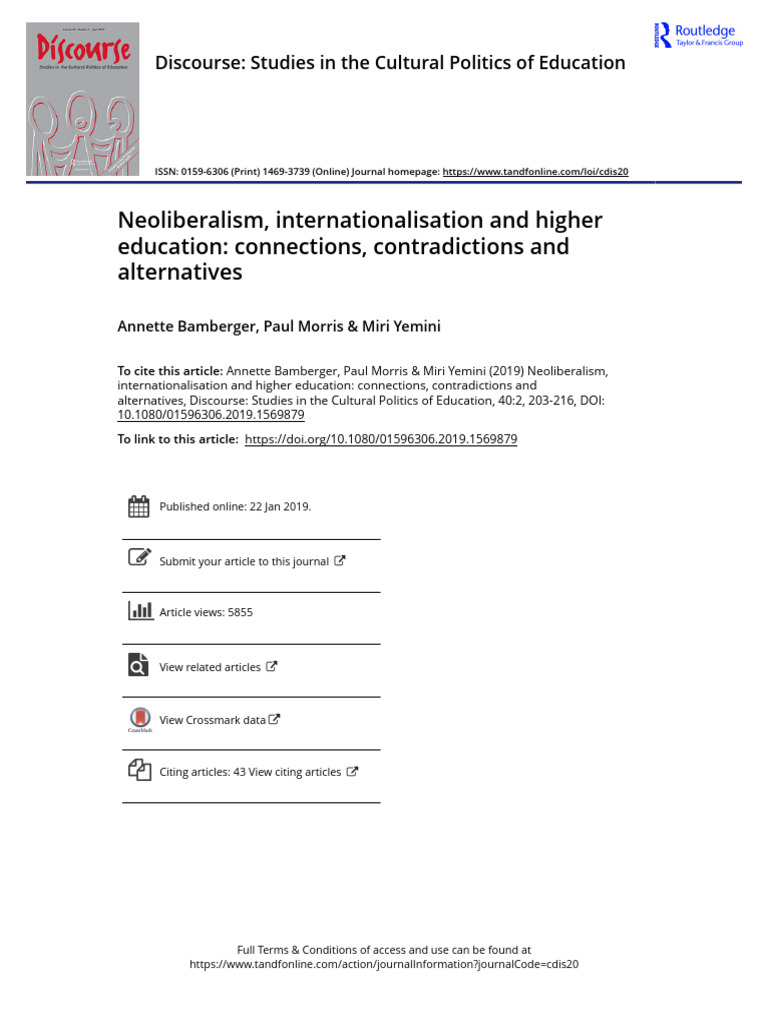 Neoliberalism, Internationalisation and Higher Education | PDF | Neoliberalism ...
