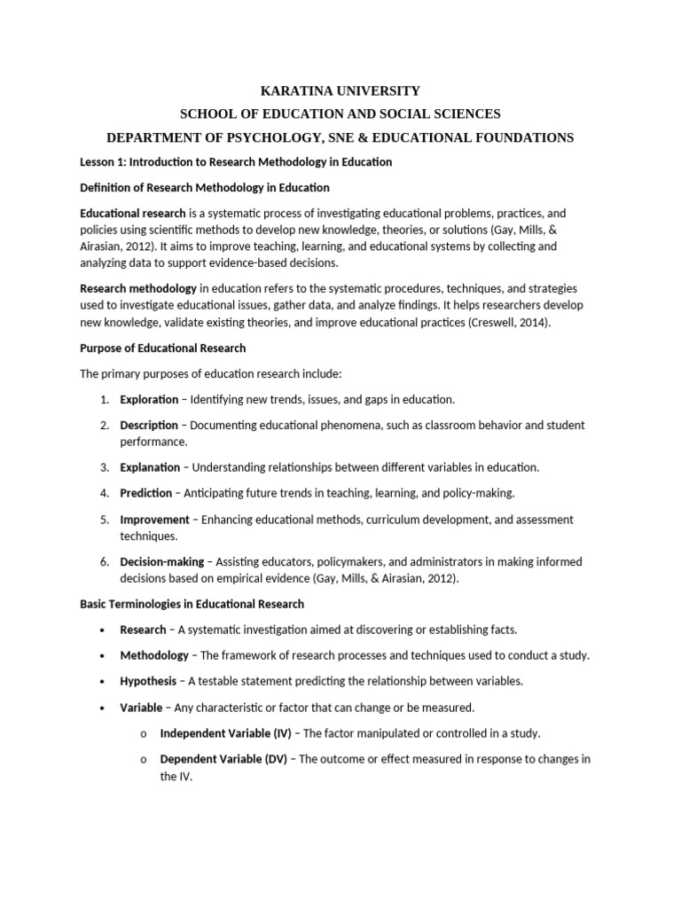 Lesson 1 UCC 301 Introduction To Research Methods in Education | PDF ...